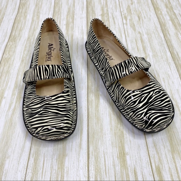 Alegria | Shoes | Alegria Black White Zebra Print Leather Mary Jane ...